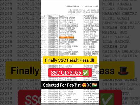 SSC GD Result 2025 Selected Candidates List 🎩#ssc#gdCapf #capf #ssc #result#sscgd #shortsfeed #viral