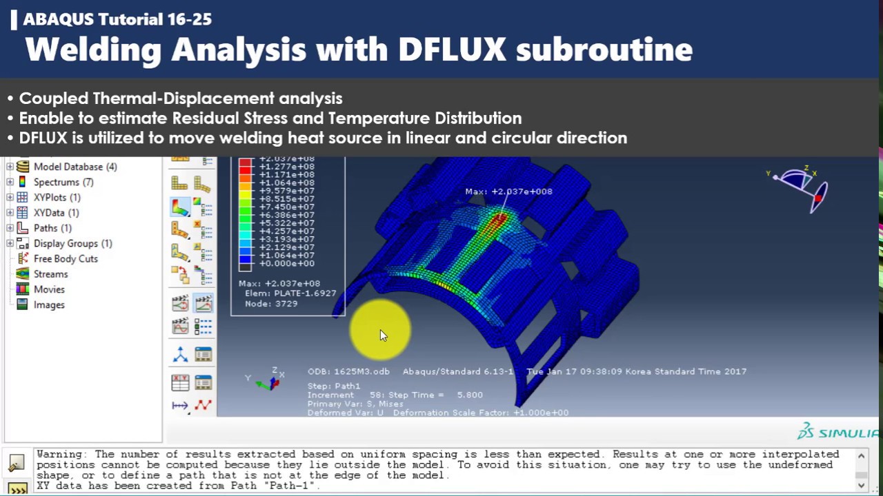 ABAQUS Tutorial | Welding Analysis with DFLUX subroutine | Coupled Temp-Displacement | 16-25