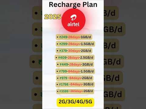 Airtel Recharge Plan 2025 #airtel #shorts