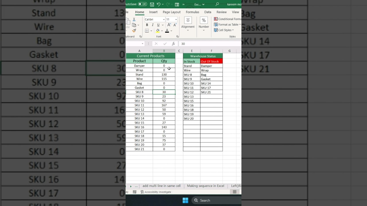 Warehouse trick for Excel #shorts