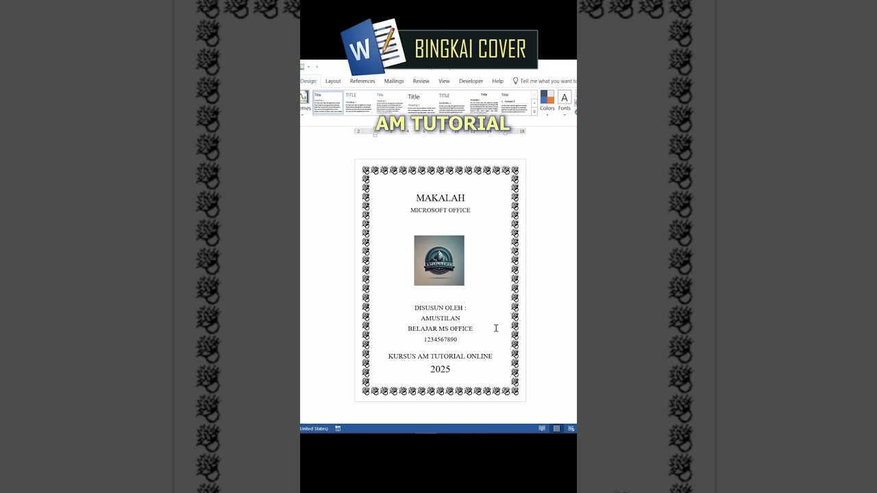 cara buat bingkai cover di Microsoft Word #office #belajarkomputer #fypシ #tipsword #msword #frame
