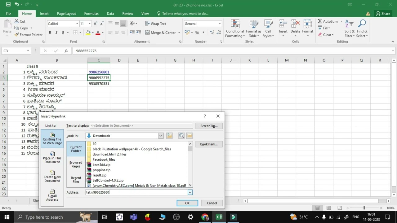 Make calls using PDF  of CONTACTS