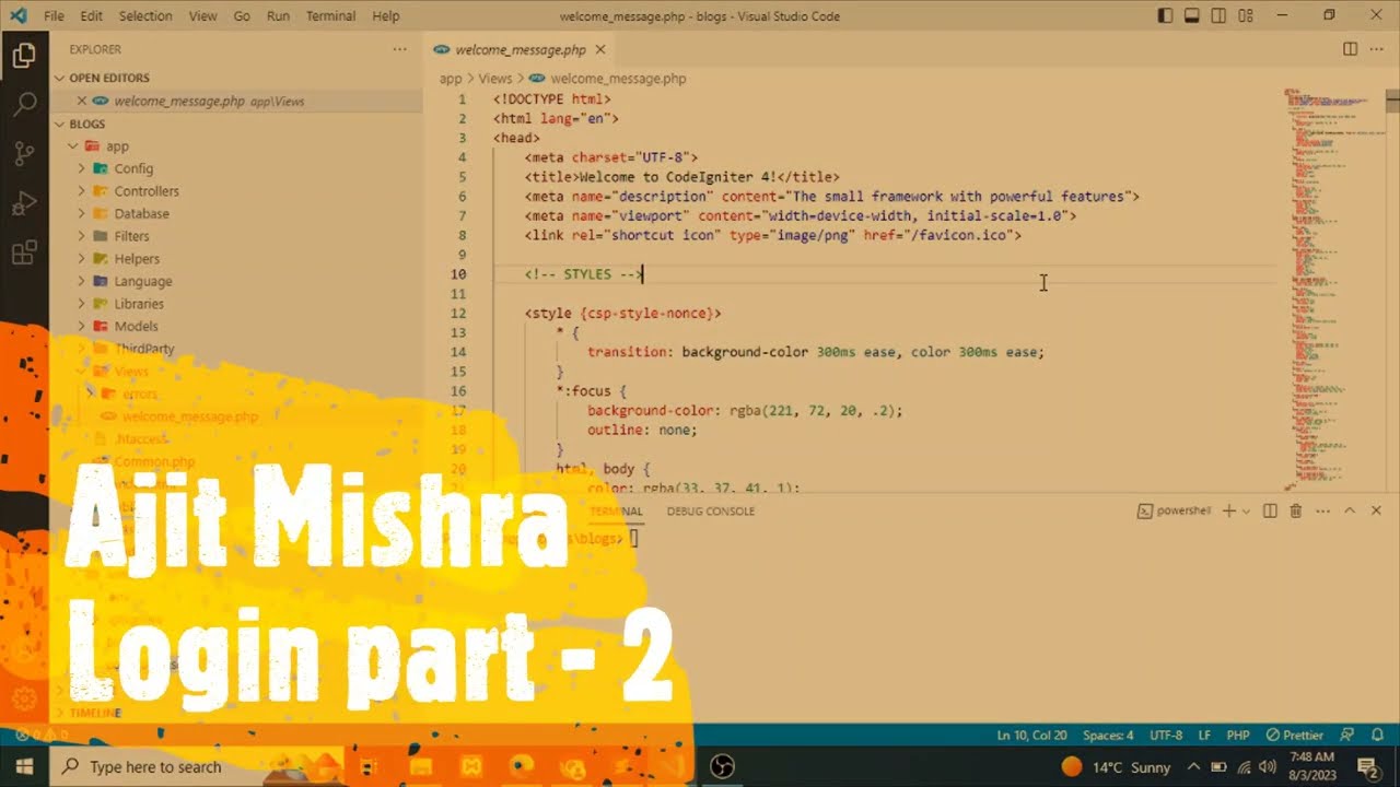 Codeigniter 4 User Login Tutorial - Part - 02 - Migration and layouts view Structure