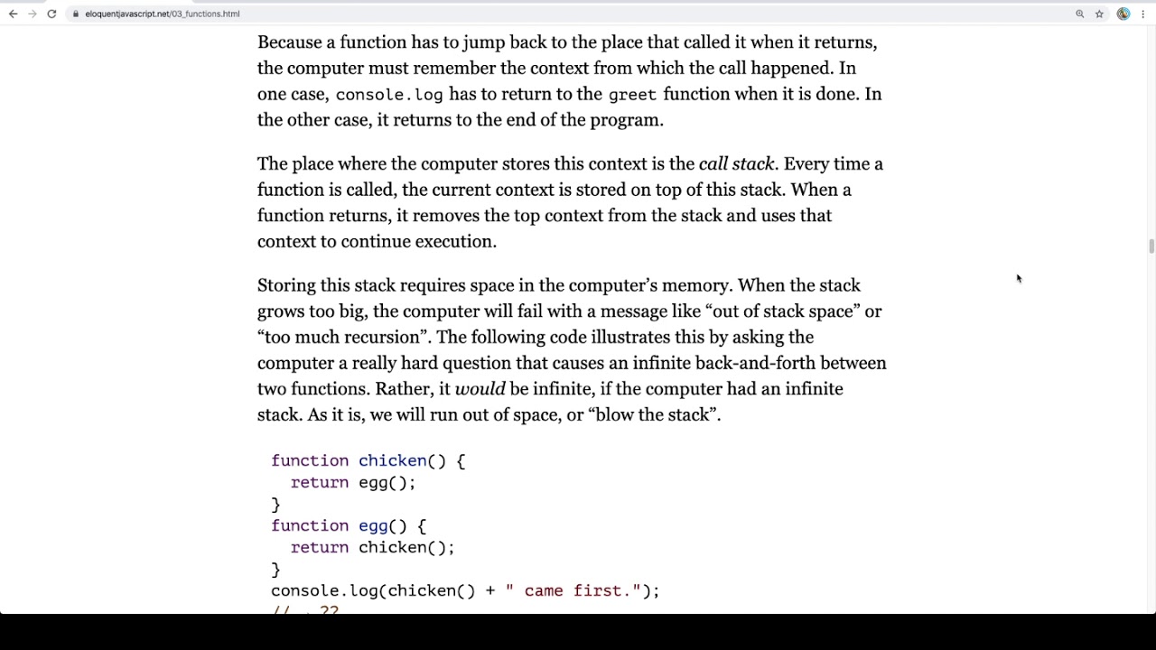 Eloquent JavaScript Read-Along - Functions - 006 - The Call Stack