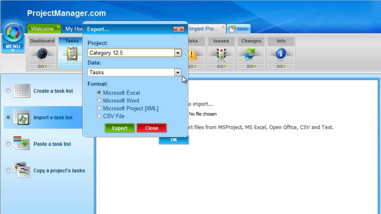 Importing & Exporting Microsoft Project Management Plans