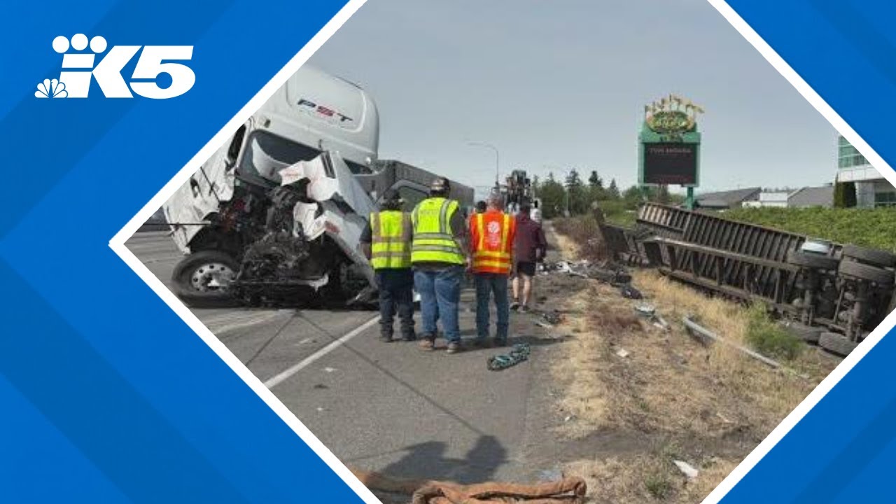Police: Semi-truck trying to change lanes caused crash that blocked SB I-5 for hours