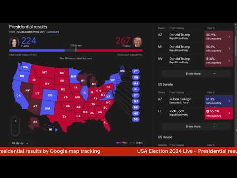 Live - USA Elections 2024 - google tracking map results