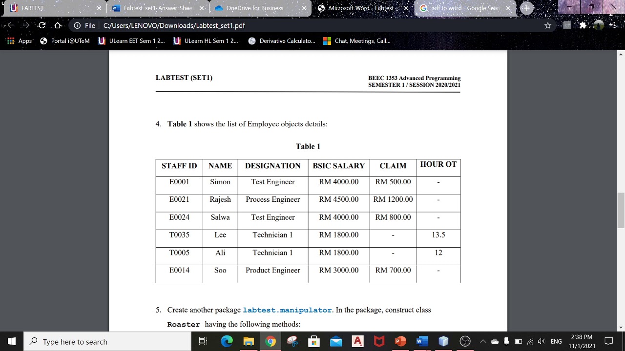 LABTEST ADVANCED PROGRAMMING (VIDEO)