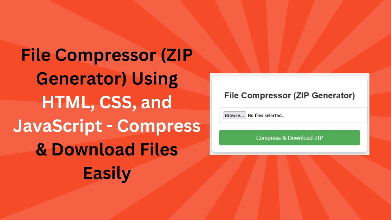 File Compressor (ZIP Generator) with HTML, CSS, and JavaScript | Step-by-Step Guide 📂🗜️