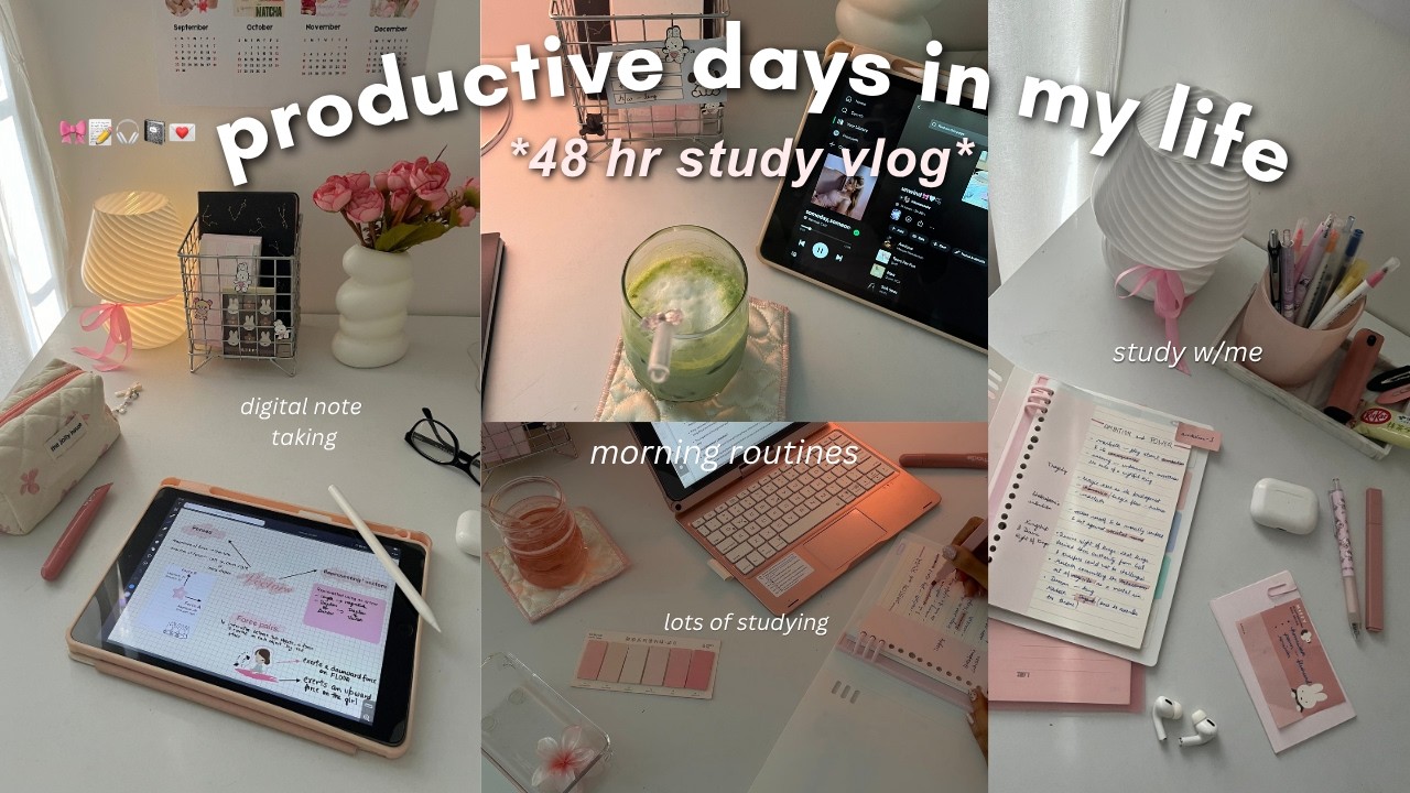 school girl STUDY VLOG 📝🎀very productive days, aesthetic note-taking, homework, essays *realistic*