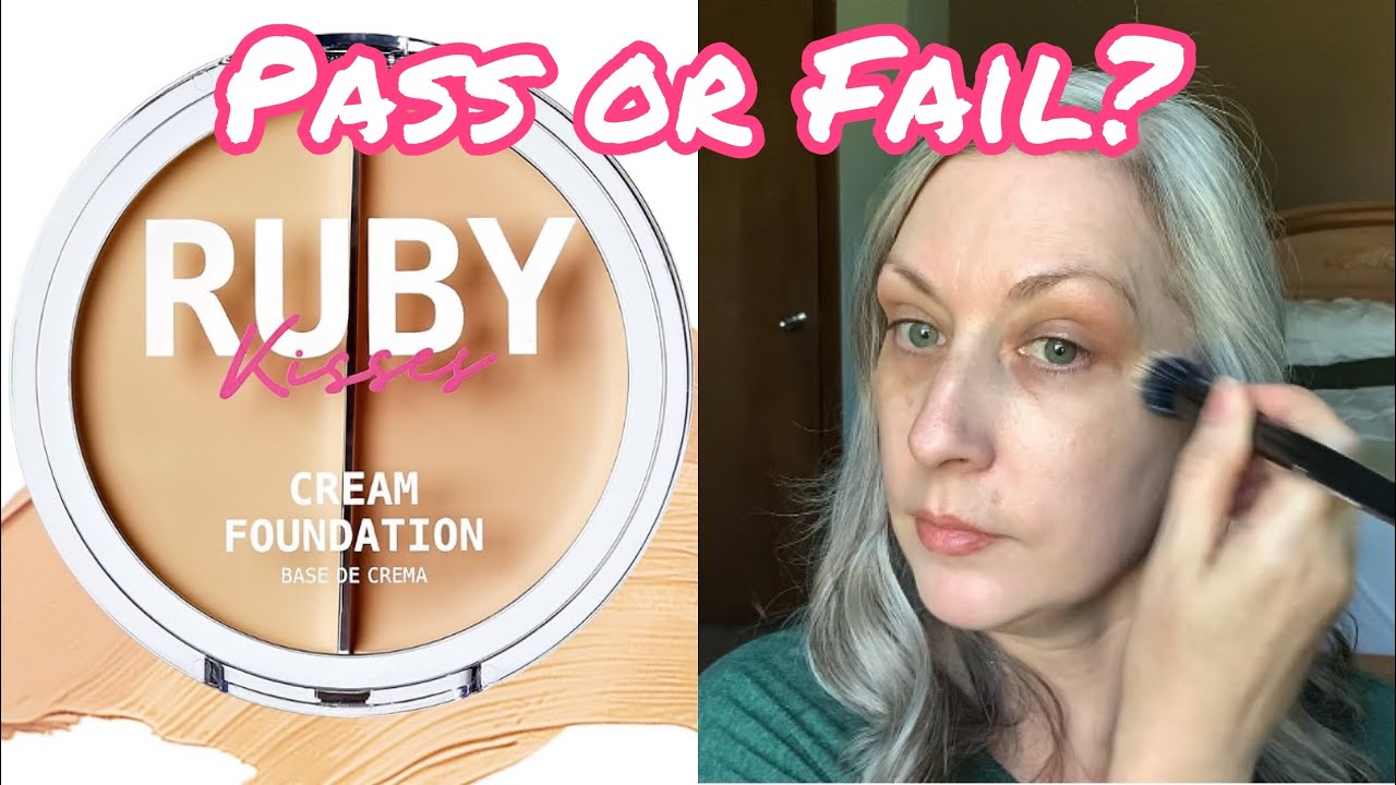 Ruby Kisses Cream Foundation review demo first impression over 40 makeup