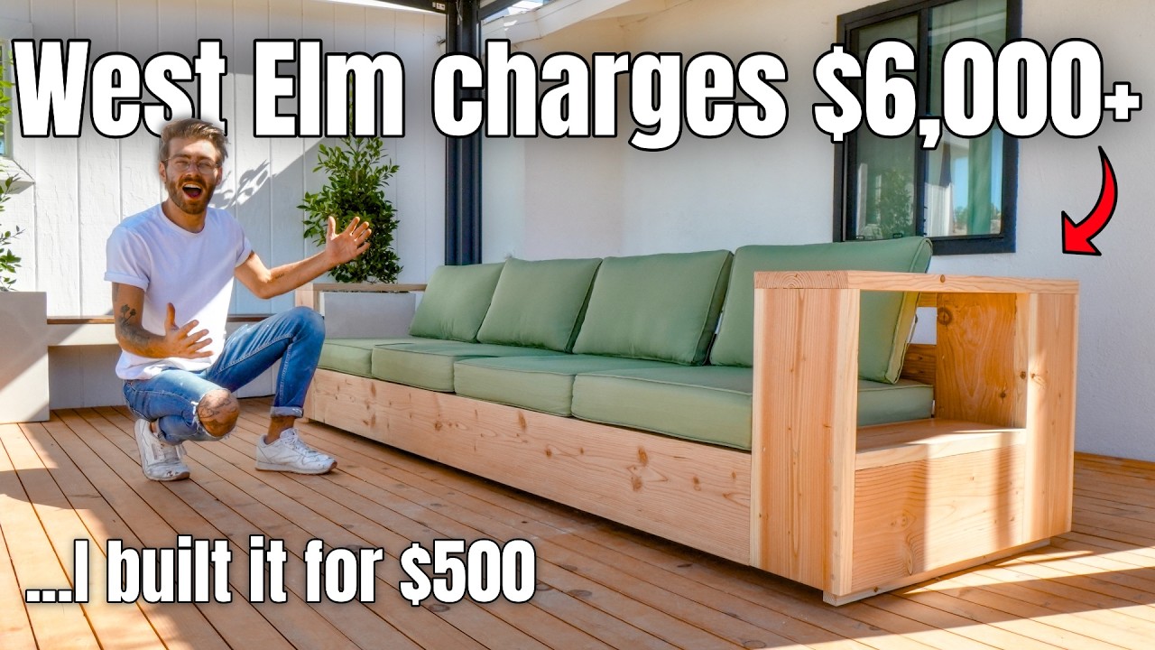 West Elm Charges $6,000... I Built it for $500. DIY Modern Outdoor Sofa