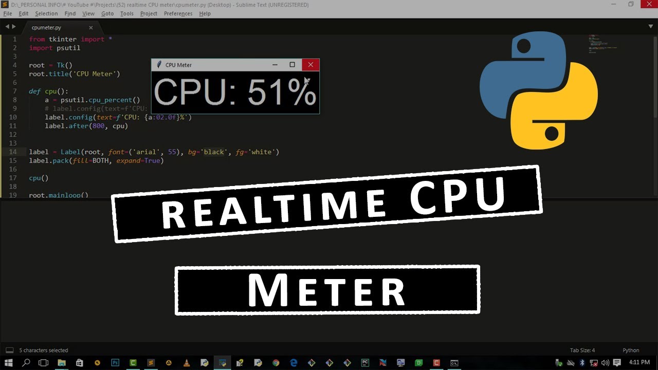How to create Realtime CPU meter using python