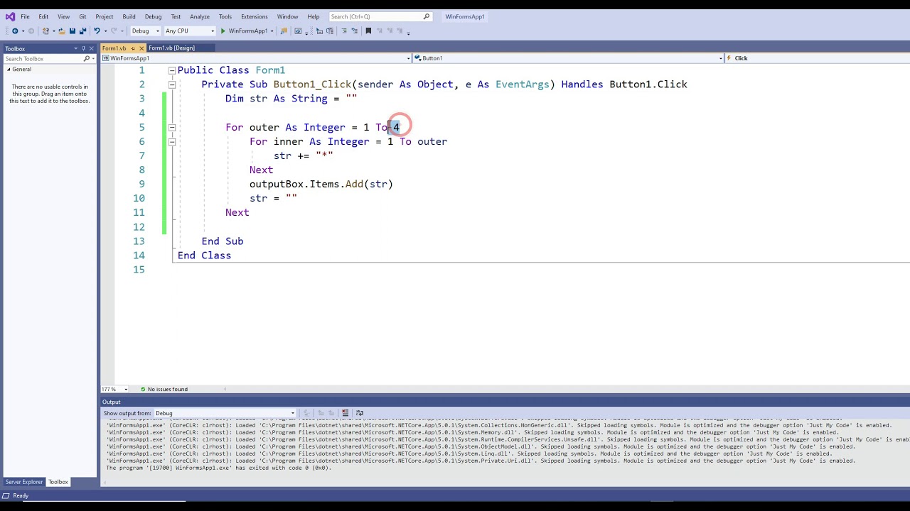Visual Basic | Nested Loops Stars | Assignment
