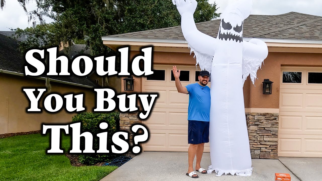 12 Ft Tall Halloween Inflatable Scary Spooky Ghost Inflatable Yard Decoration with Build-in LEDs
