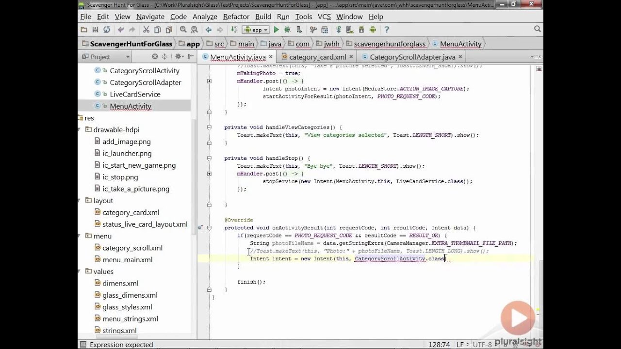 Creating category scroll activity