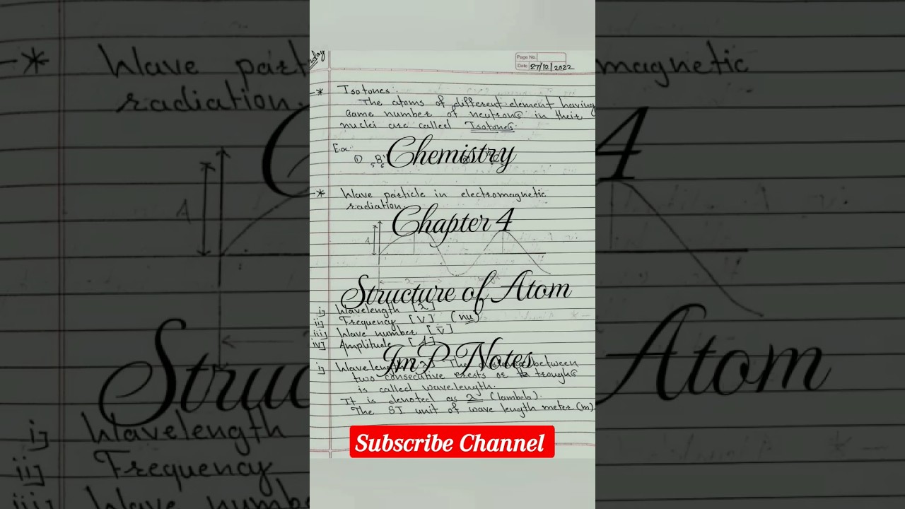 Chemistry Chapter 4 Structure of Atom ImP Notes For Class 11th #11th #12th #important #study
