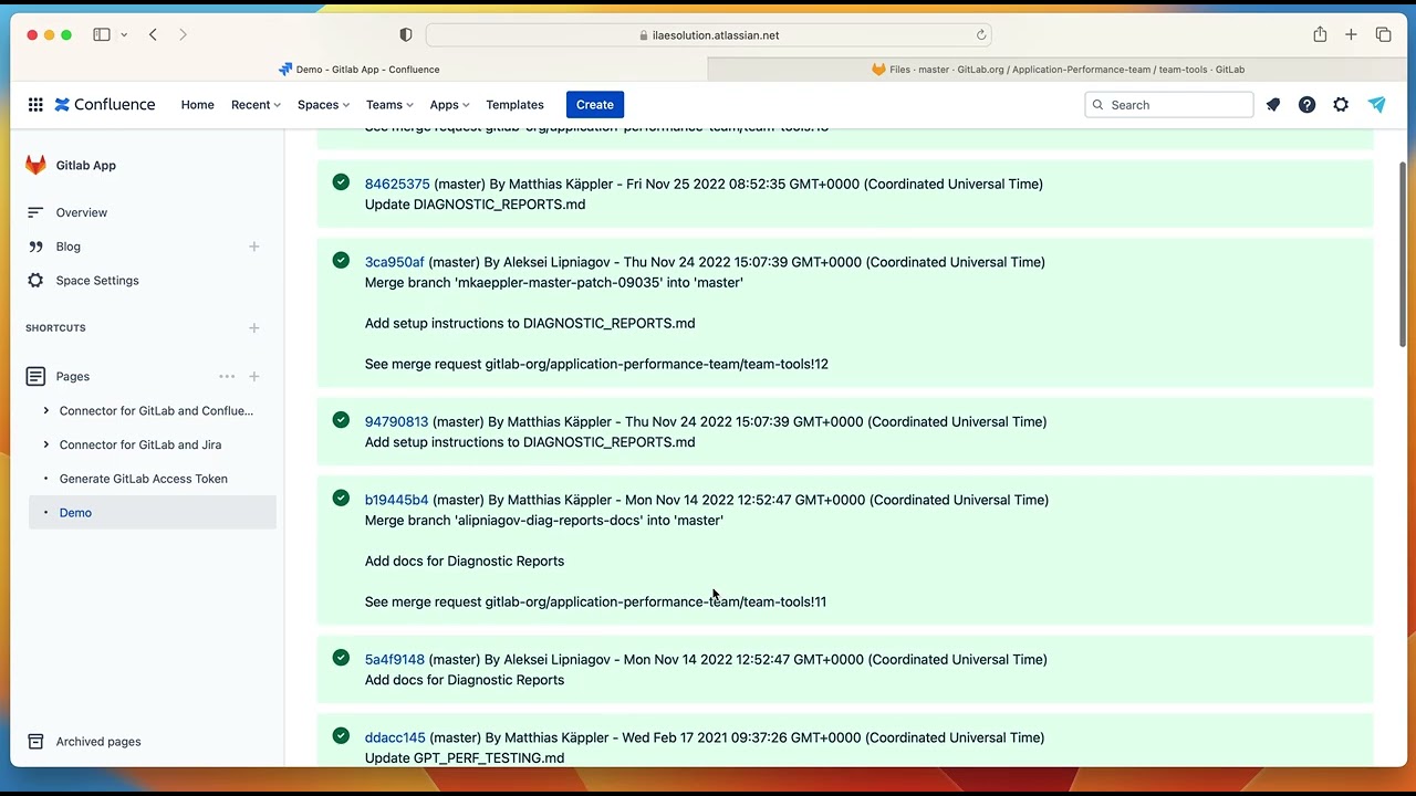 GitLab and Confluence - GitLab Commits Macro