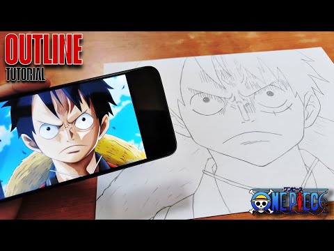 Monkey d luffy drawing | Outline tutorial | How to draw | step by step