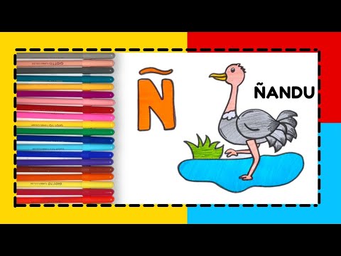 Dibujo De La Letra ( Ñ ) De Ñandu 🦚🎨 Dibuja y Colorea Un Lindo Ñandu 🦚✨ En El Abecedario Mágico