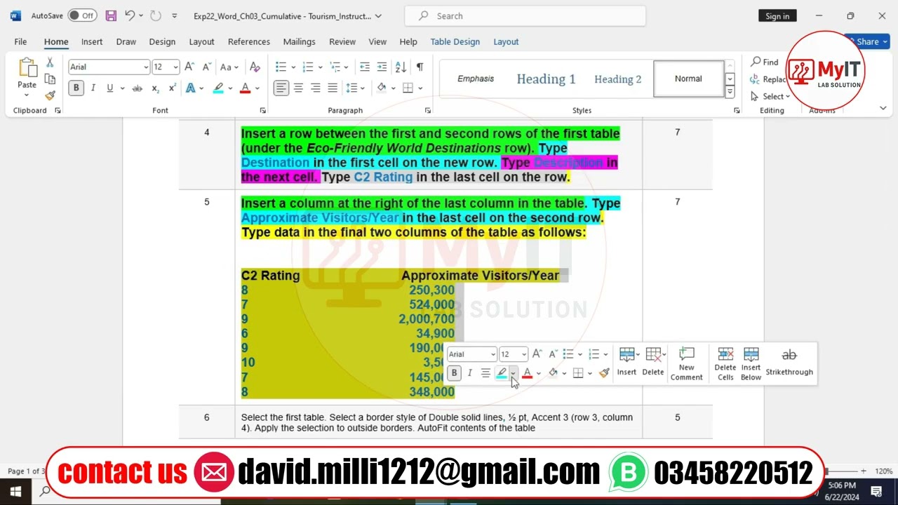 Exp22 Word Ch03 Cumulative   Tourism