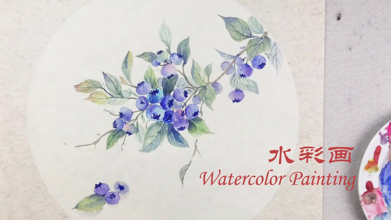 Watercolor Painting - blueberries  ブルーベリー  블루베리