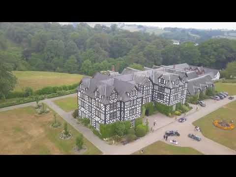 Historical Mansion Gregynog Hall Drone Aerial 4K