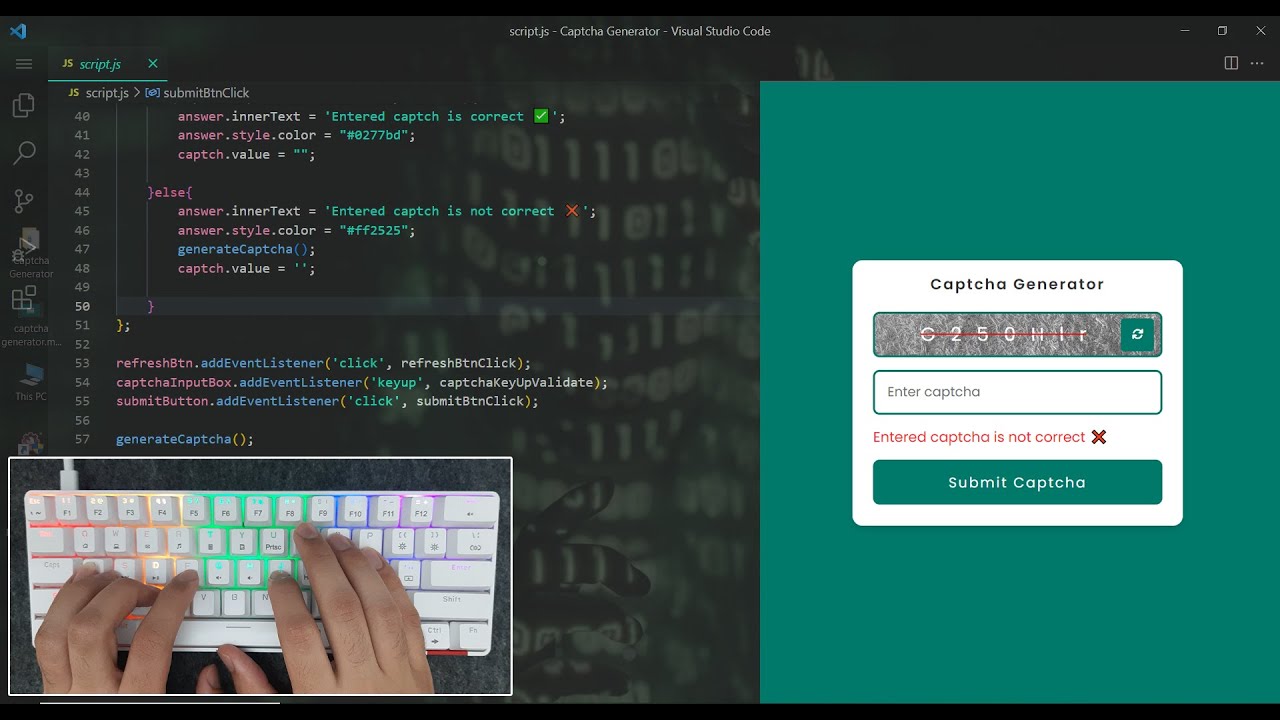 ASMR Programming - Captcha Generator With JavaScript - No Talking