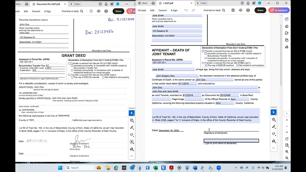 KC Law Library - How to Fill in Affidavit - Death of Joint Tenant & PCOR