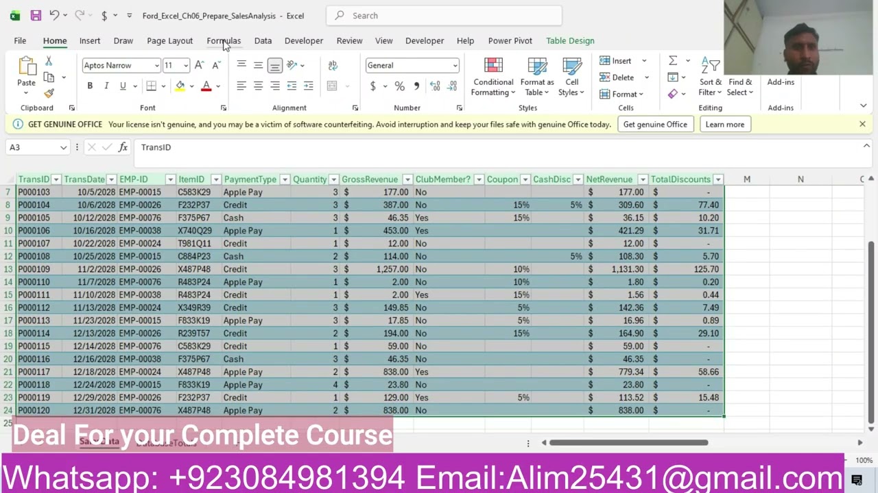 YO25_Excel_Ch06_Prepare_PartB - Sales Analysis | YO25 Excel Ch06 Prepare PartB   Sales Analysis
