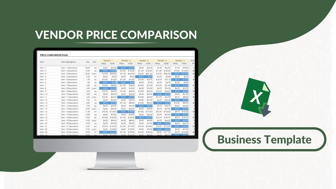 Vendor Price Comparison Excel Template