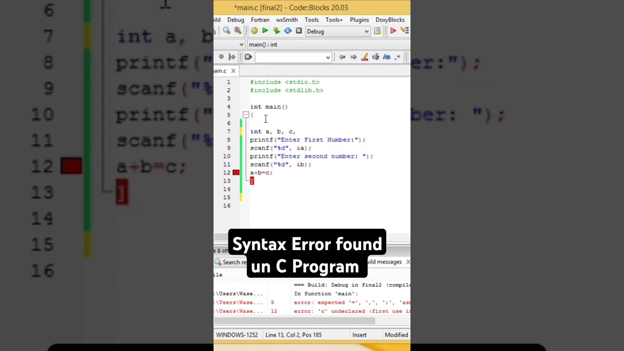 Syntax Errors found in C Program #code#coding #cprogramming #clanguage#clanguageforbeginners