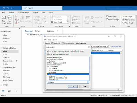 How to change default address book in Outlook 365