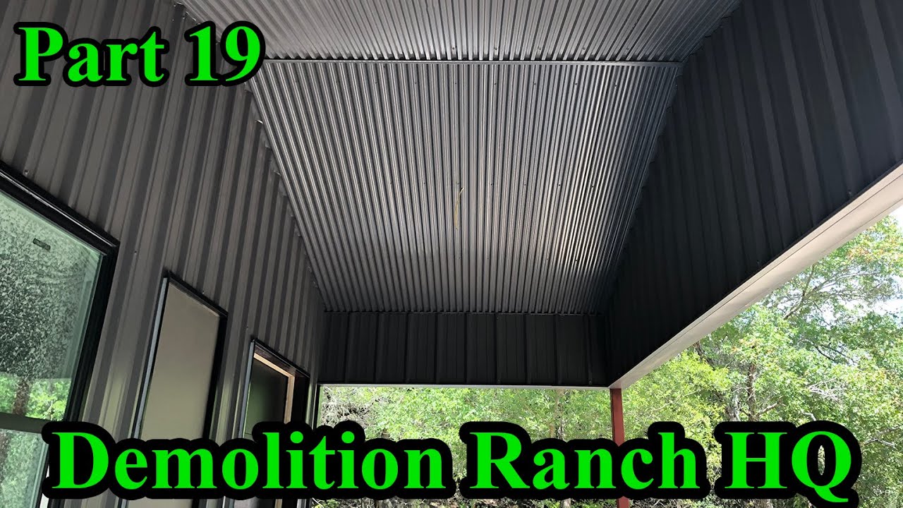 Metal Soffits, rain collection, and OHD installation | Demolition Ranch HQ Build Part 19