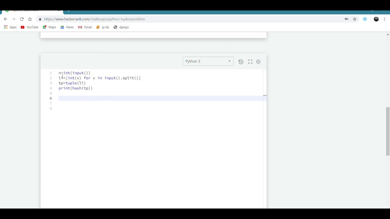 Tuples | HackerRank PYTHON | hash() function |