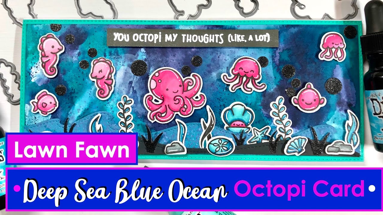 How to Create an Underwater Card Scene Using Lawn Fawn's Ocean Shell-fie | Cardmaking | Ink Smushing