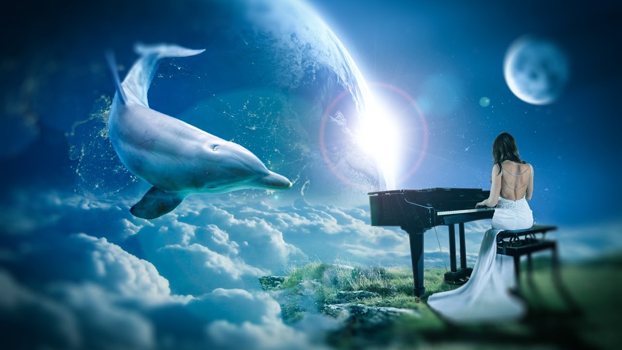 Beauty Pianist With Flying Dolphin - Photo Manipulation - Tool Photoshop CC