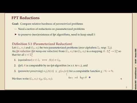 Advanced Algorithms (Summer 2025) 05-1 Parameterized reductions