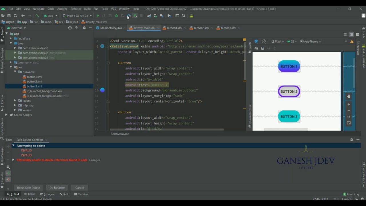 How to create Custom Button in Android Studio | Custom Button Design | Ganesh JDev