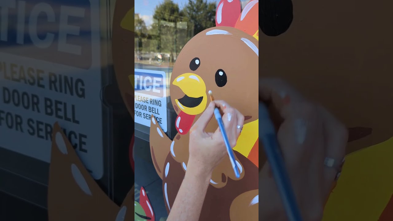 Adorable fall Window Painting - Window Art