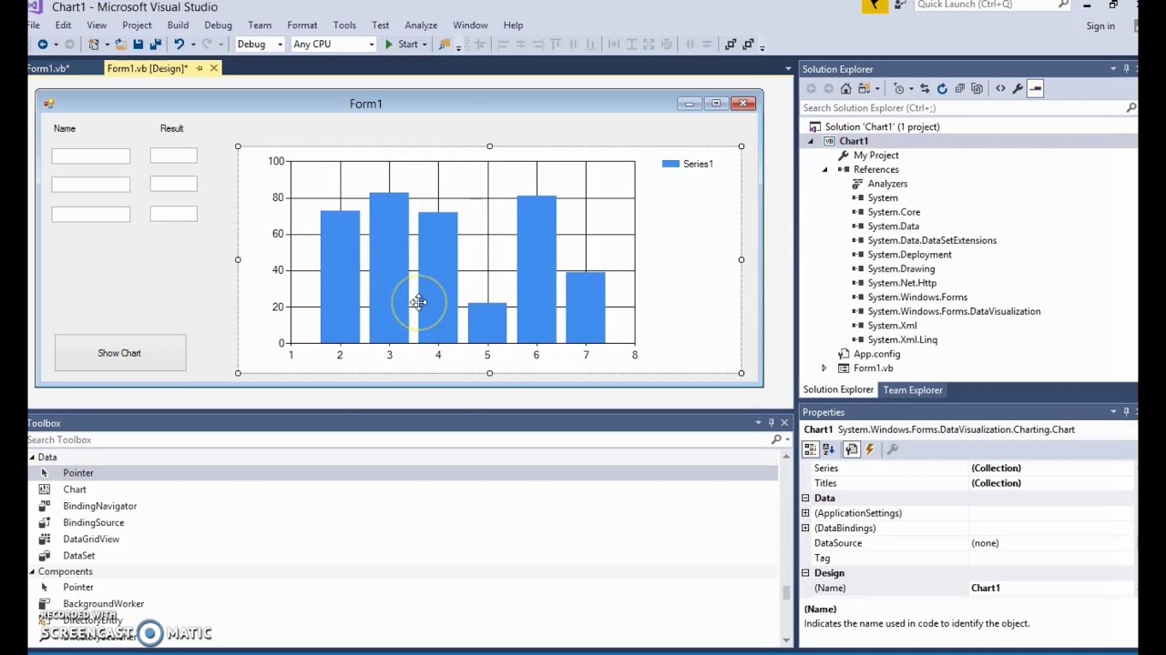 Visual Basic Chart Buttons TextBoxes