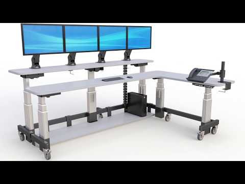 Two Level L-Shaped Corner Computer Standing Desk