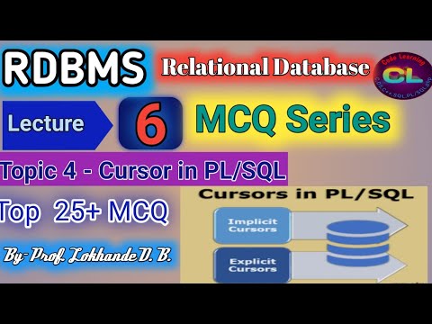 MCQ of Cursor PL/SQL |RDBMS MCQ Lecture 6| RDBMS MCQ |Relational Data Base MCQ