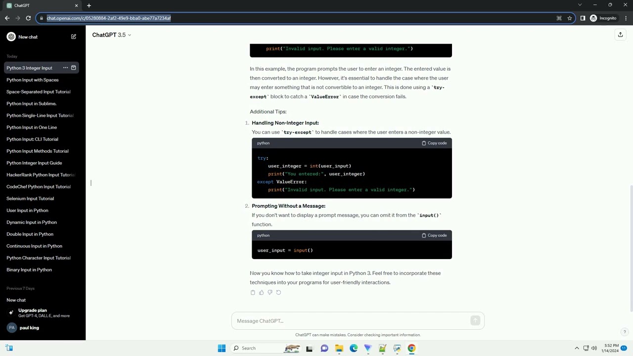 how to take integer input in python 3