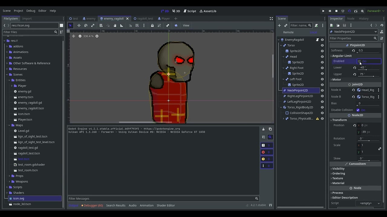 Angular limit on pin joints doesn't work - Physics - Godot Forum Angular limit on pin joints doesn't work - Physics - Godot Forum
