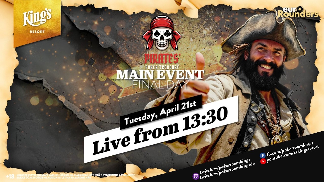 👑 Final Day €480 Pirates Poker Treasure Main Event live from King's Resort! - 🎙 LemonPoker 👑