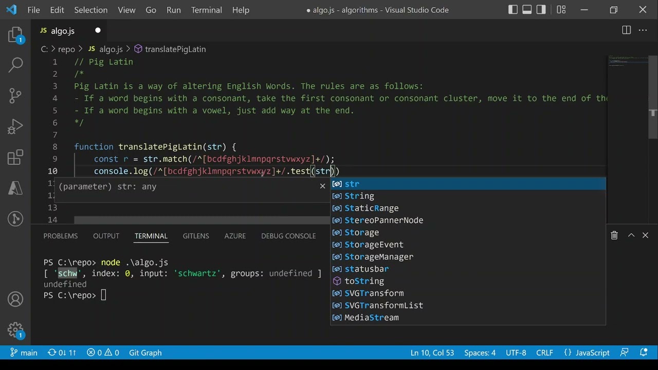 algorithm in javascript - pig latin problem #algorithm #javascript #software #solution