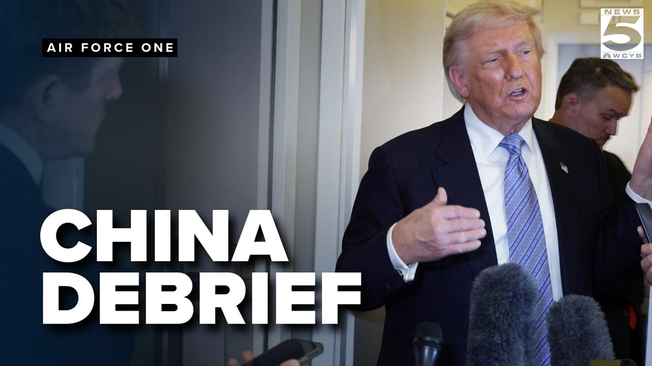Trump talks to reporters aboard Air Force One on return trip from China