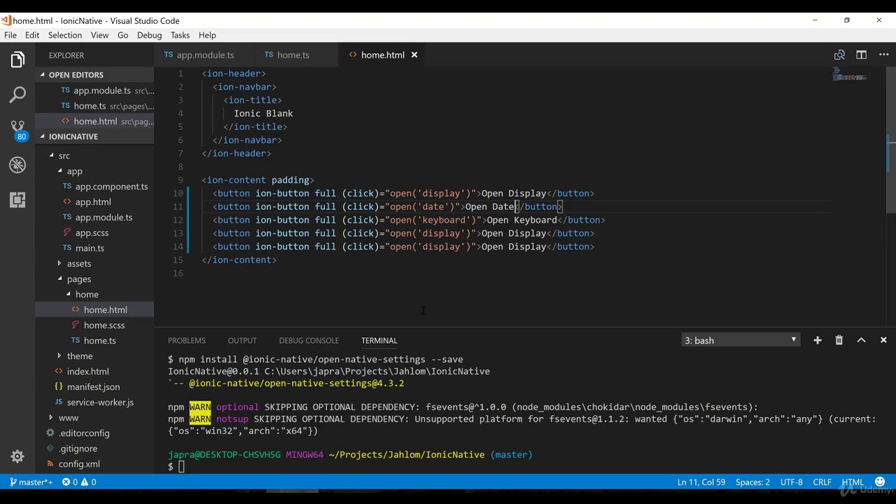 Opening Device Settings - Add Native Features To Ionic Apps with Ionic Native