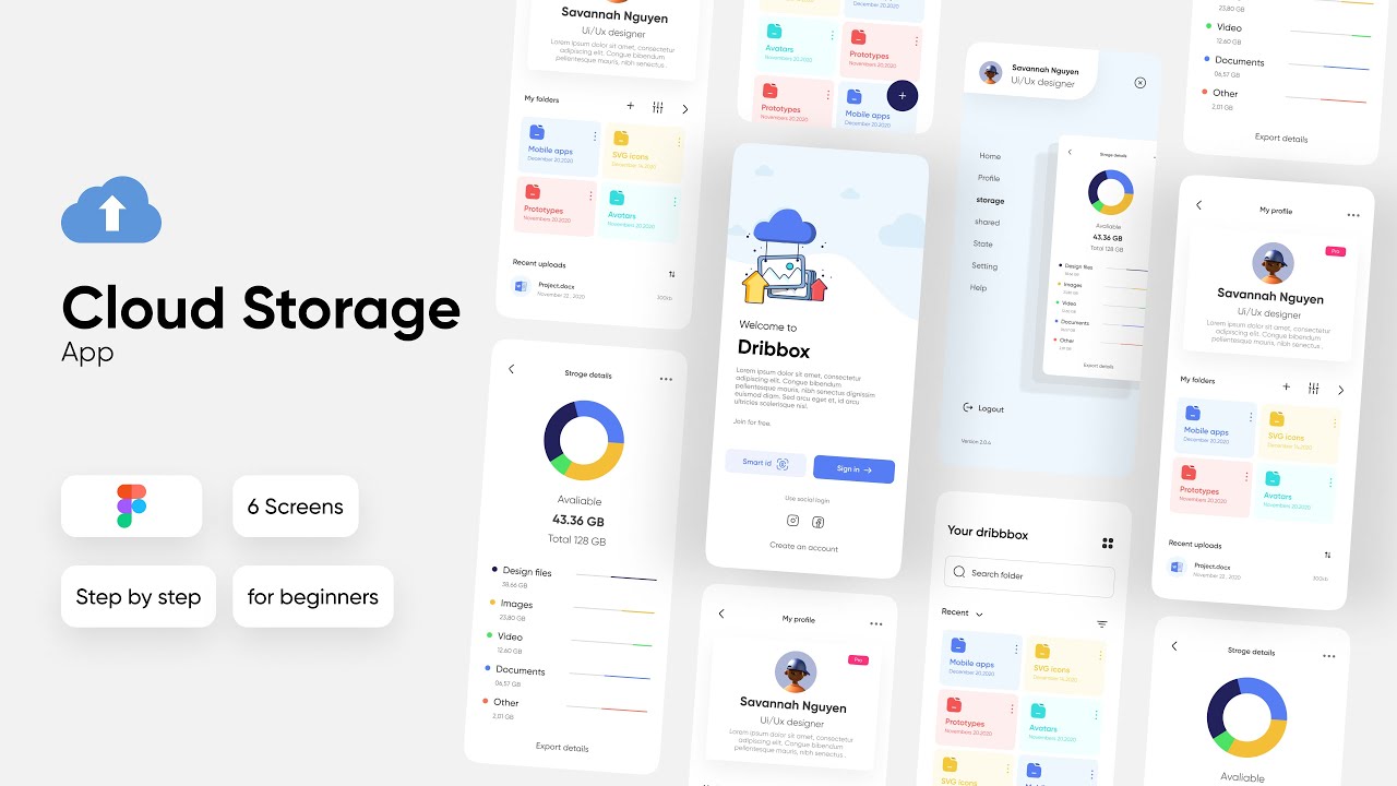 Cloud Storage App UI Design Using Figma | Figma Tutorials